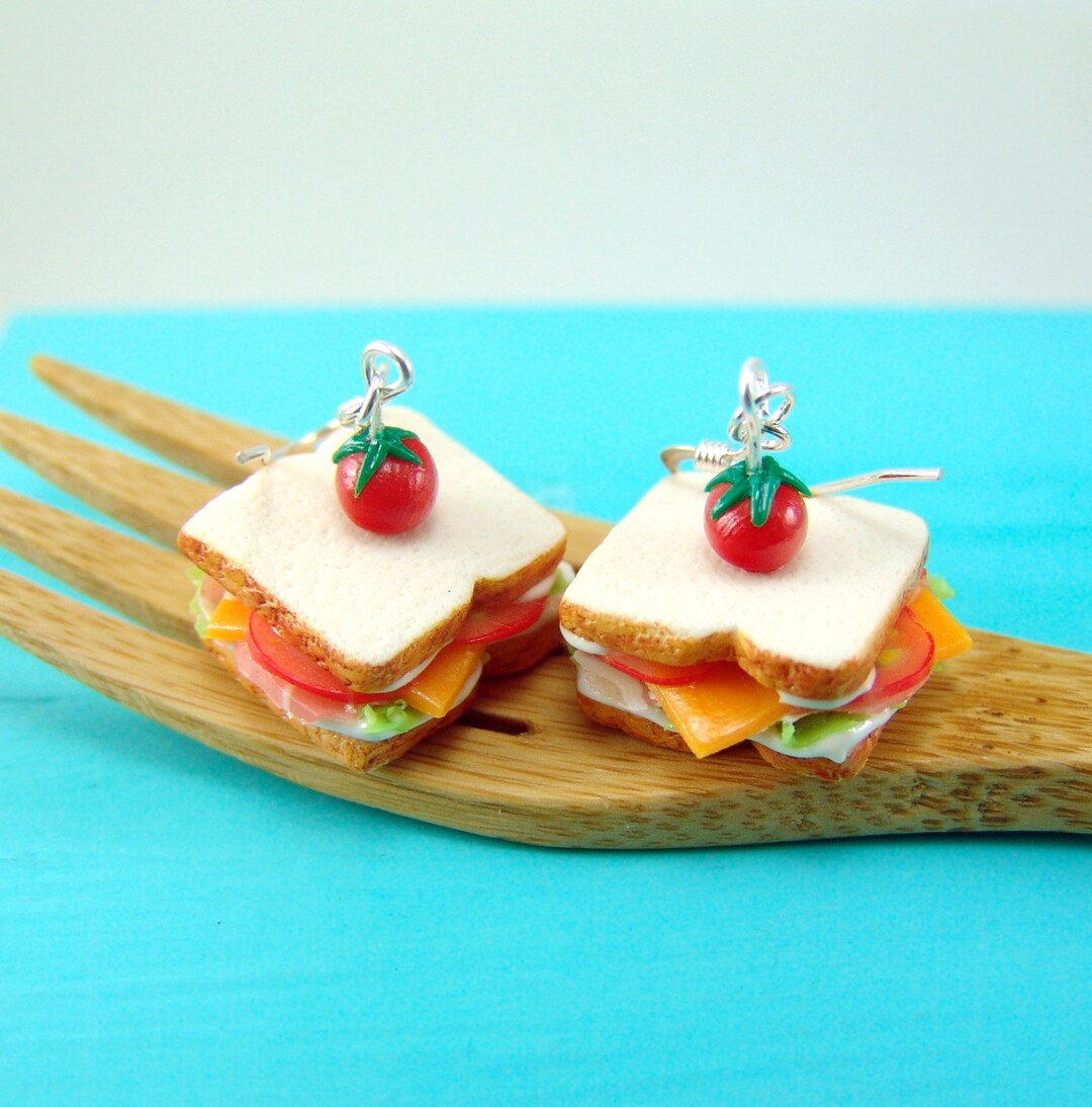 Sandwich Earrings // Ham and Cheese Earrings // Food Jewelry // MADE TO ...