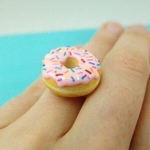Food Ring // Donut Ring With Rainbow Sprinkles // Adjustable Ring ...