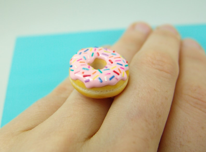 Food Ring // Donut Ring with Rainbow Sprinkles // Adjustable | Etsy