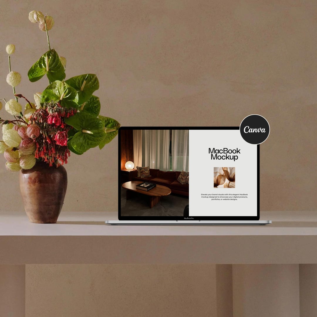 Aesthetic CANVA MacBook Mockup, Digital Product Mockups, MacBook Mockup ...