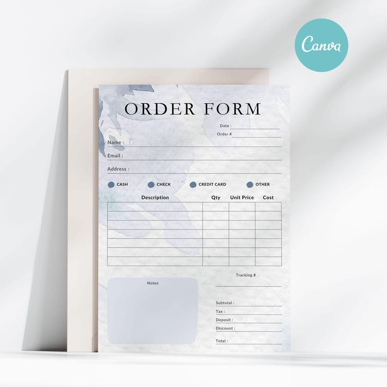 Printable Order Form Template Small Business Order Tracker Editable ...