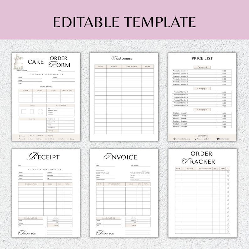 Editable Order Form Bundle : Printable Business Order Templates in ...