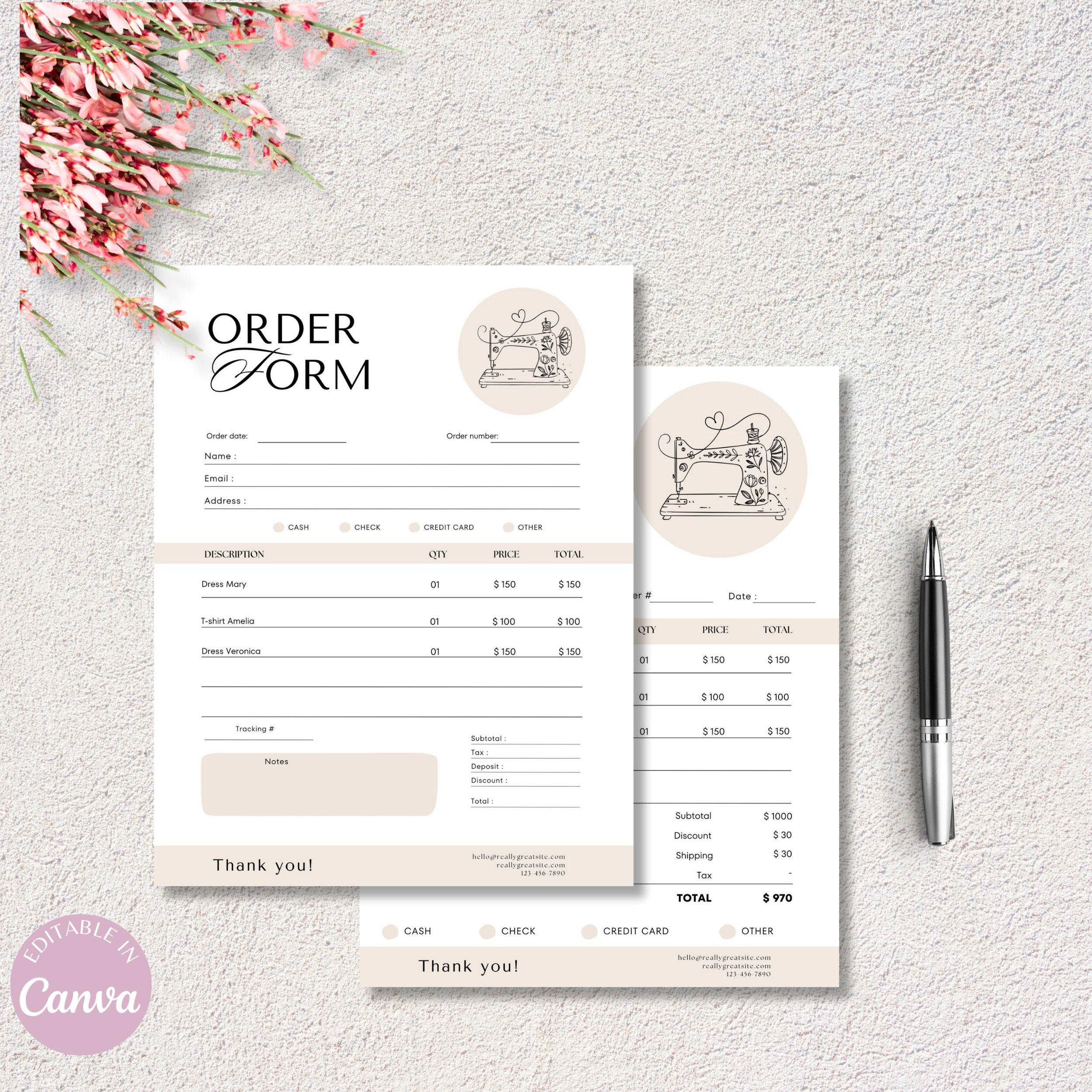 Editable Sewing Order Form Template, Small Business (canva, Digital ...