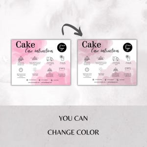 Editable Cake Care Card Template, Bakery Instructions (digital Download ...