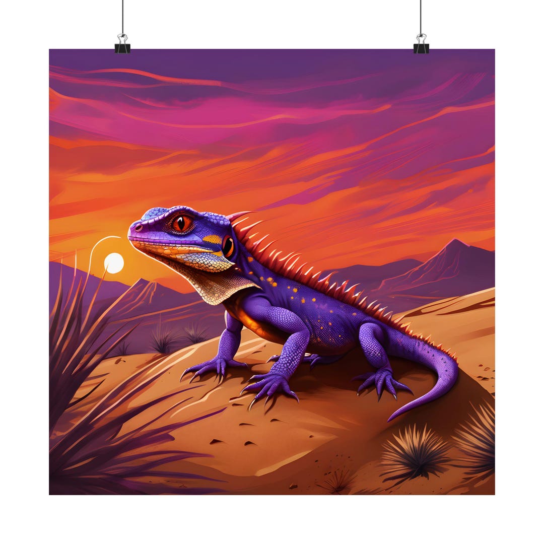 Vertical Posters, Purple Lizard Wall Art Print for Reptile Enthusiasts ...