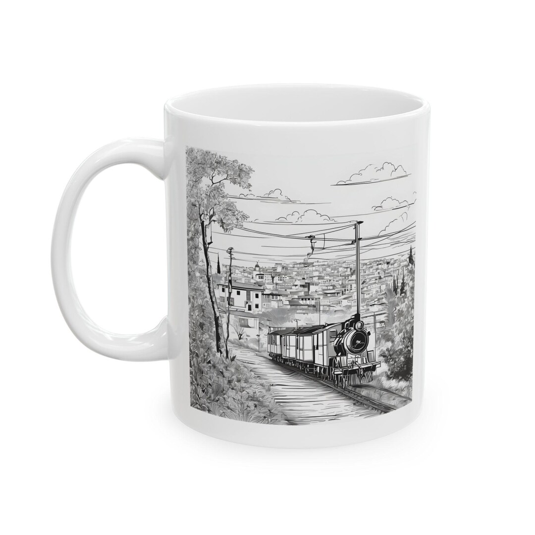 Vintage Steam Train Ceramic Mug, Retro Locomotive Coffee Cup, Train ...