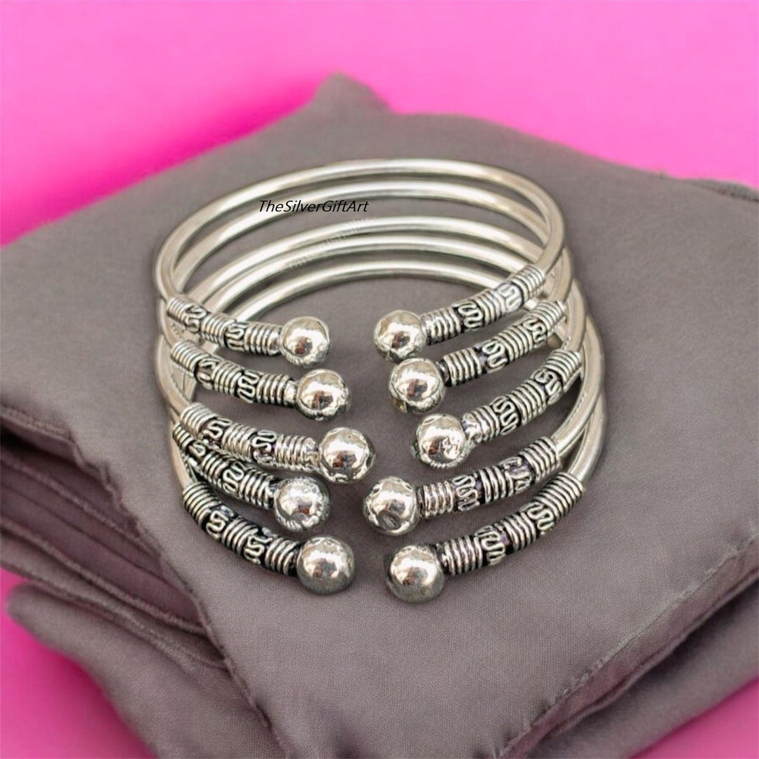 Thick West Indian Bangles, Gift Shop, Set of 5 Bangles, Sterling Silver Bangles, Bangles, West ...