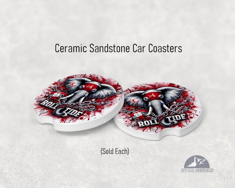 Alabama Crimson Tide - Ceramic Car Coaster (single Pack) - Etsy