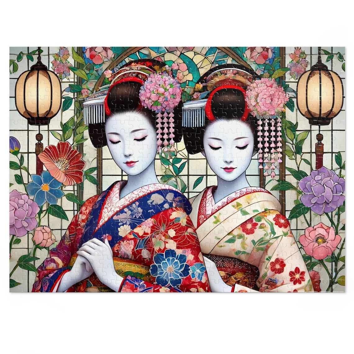 Geisha Art Jigsaw Puzzle With Japanese Maiko Puzzle Floral Kimono and ...