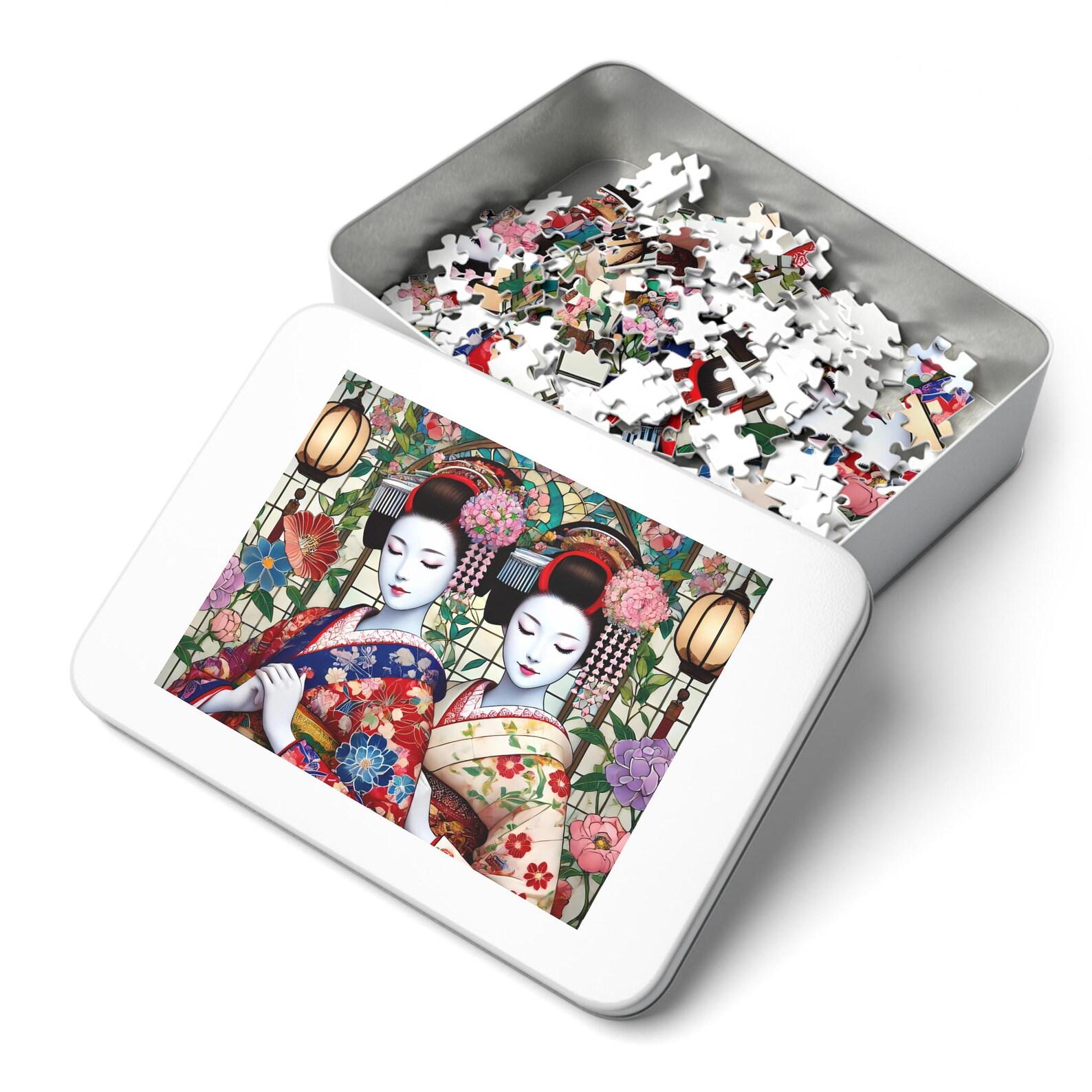 Geisha Art Jigsaw Puzzle With Japanese Maiko Puzzle Floral Kimono and ...
