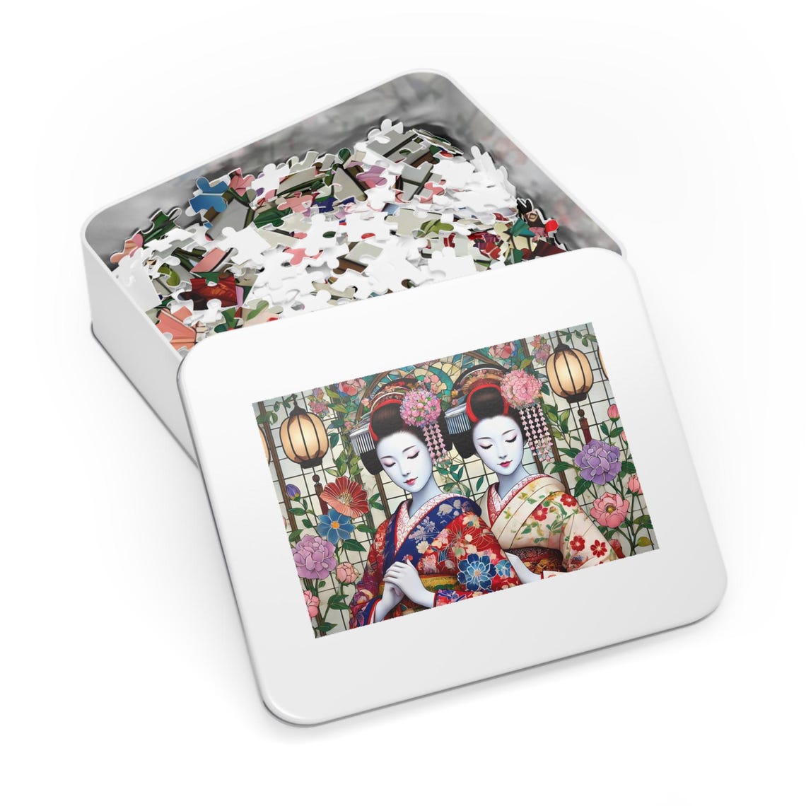 Geisha Art Jigsaw Puzzle With Japanese Maiko Puzzle Floral Kimono and Elegant Lantern Art 30 ...