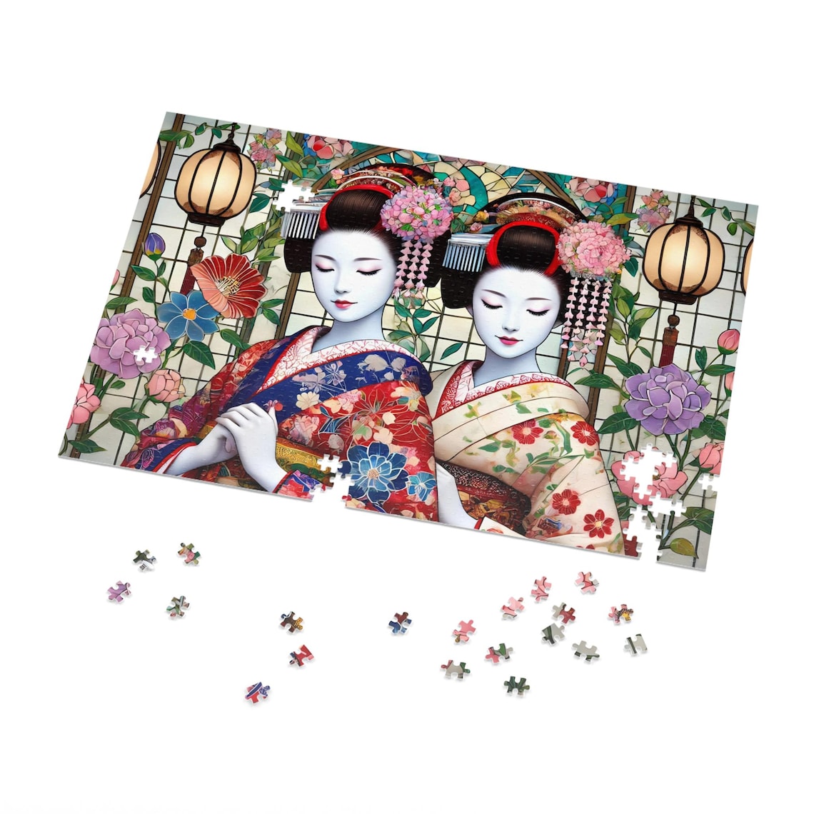 Geisha Art Jigsaw Puzzle With Japanese Maiko Puzzle Floral Kimono and ...