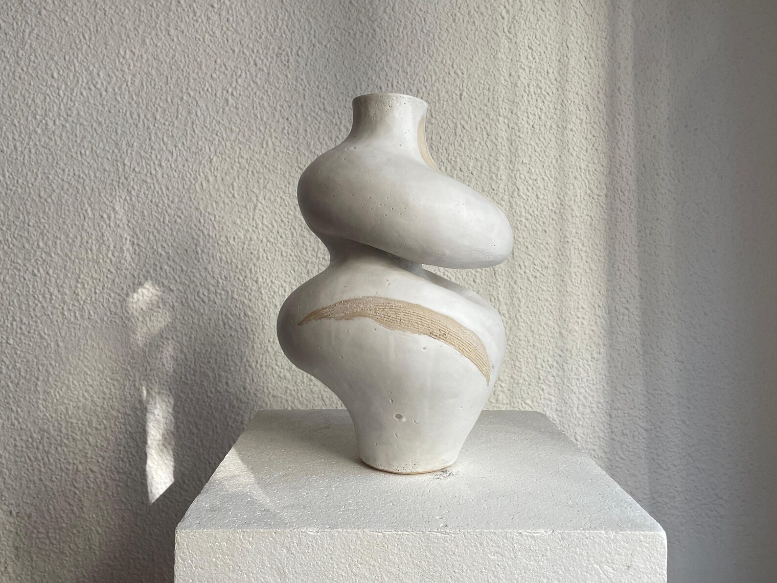 White Textured Stoneware Ceramic Vase: Abstract Nordic Home Decor - Etsy