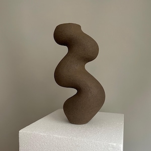 Handmade Brown Ceramic Vase, Abstract Design Vessel, Unique Home Decor ...