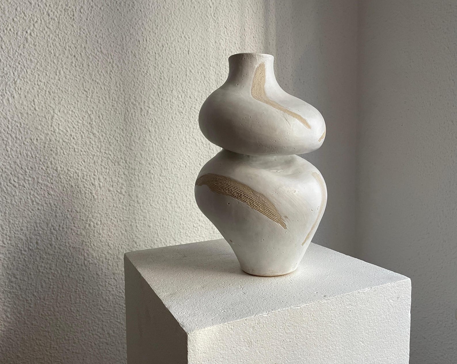 White Textured Stoneware Ceramic Vase: Abstract Nordic Home Decor - Etsy