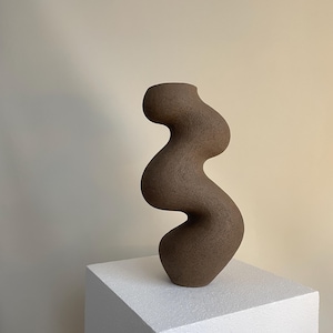 Handmade Brown Ceramic Vase, Abstract Design Vessel, Unique Home Decor ...