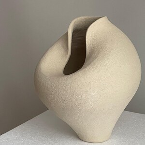 Handmade Beige Ceramic Vase: Abstract Minimalist Home Decor, Interior ...