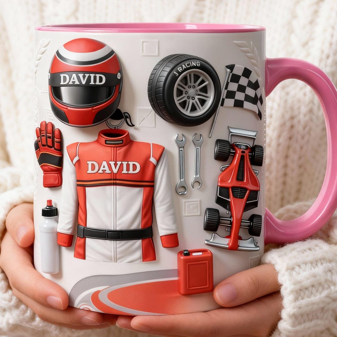 Personalized Racing Driver Mug With Name, Custom Race Car Coffee Cup ...