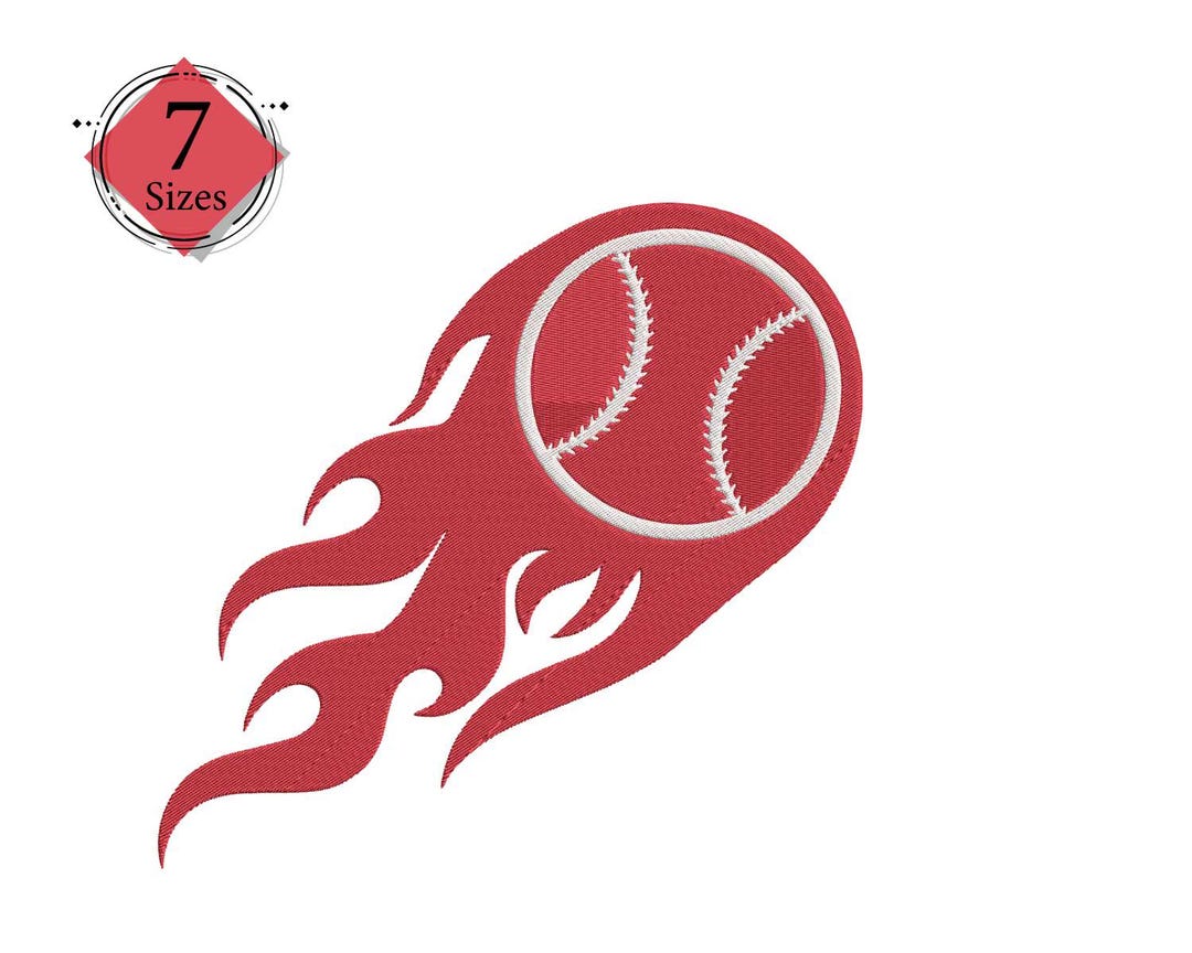 Baseball Machine Embroidery Design, FIREBALL Embroidery Pattern ...