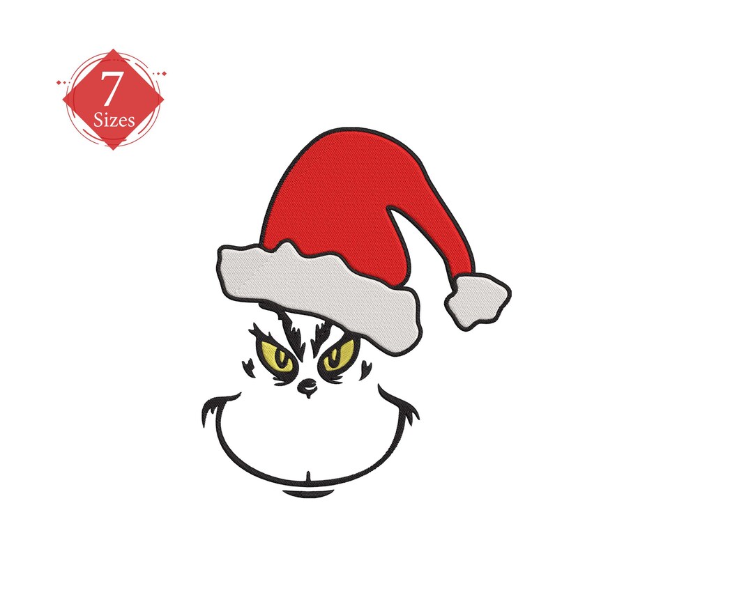 Grinch Face Machine Embroidery Design Christmas Embroidery Designs 7 ...