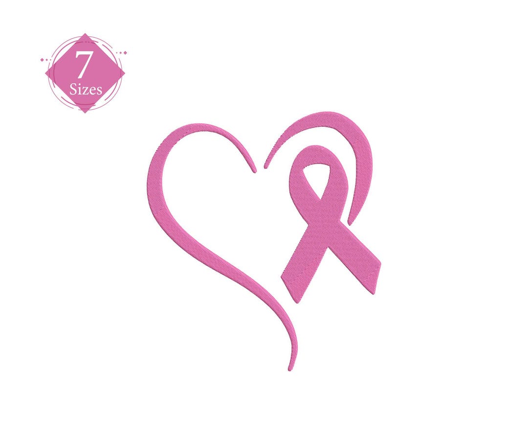 Breast Cancer Ribbon Embroidery Machine Design Heart Pes Dst File 7 ...
