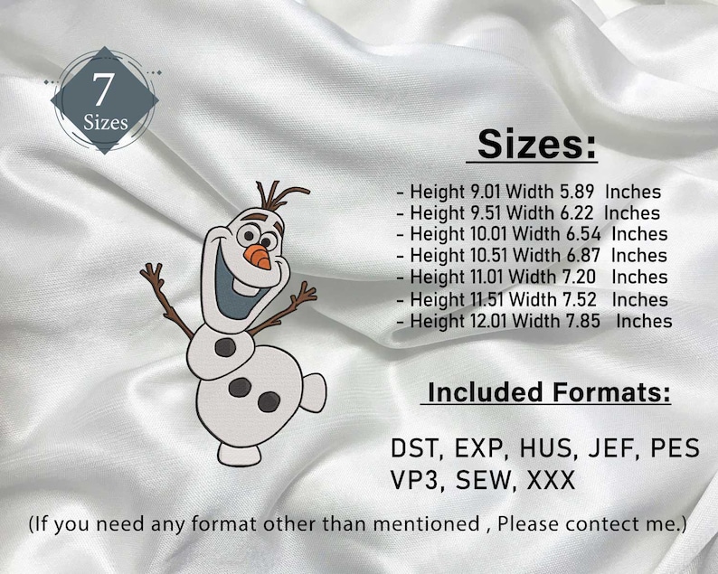 Happy Olaf Embroidery Design: Frozen Character, 7 Sizes (instant ...