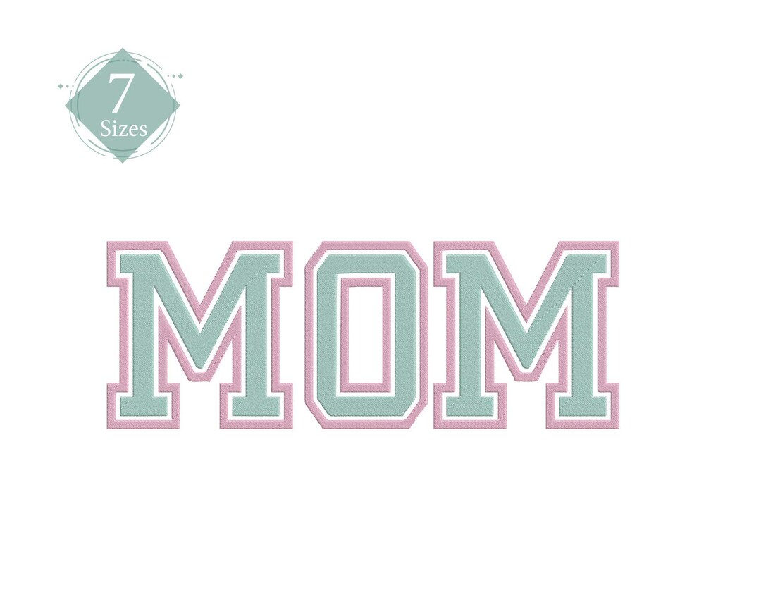 MOM Applique Embroidery Design: Arched Letters, 7 Sizes (instant ...