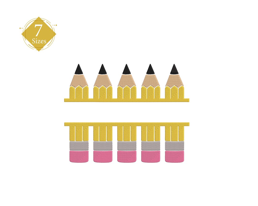 Split Pencils Machine Embroidery Design 7 Sizes Instant Download - Etsy