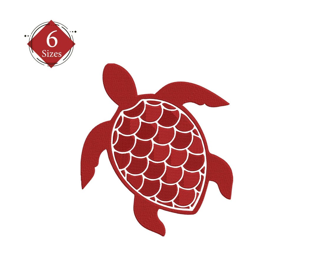 Turtle Machine Embroidery Design 6 Sizes Format Include Pes, Dst, Sew ...