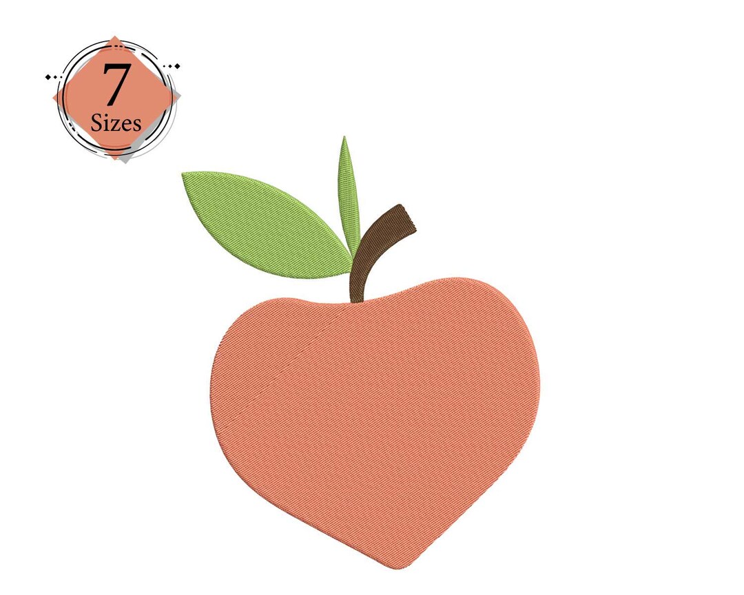 Peach Embroidery Design. Mini Peach Embroidery. Fruit Embroidery Design ...