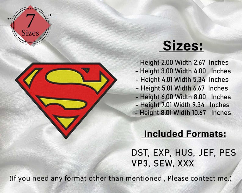 Super Hero Logo Embroidery Design, 7 Sizes (instant Download) - Etsy