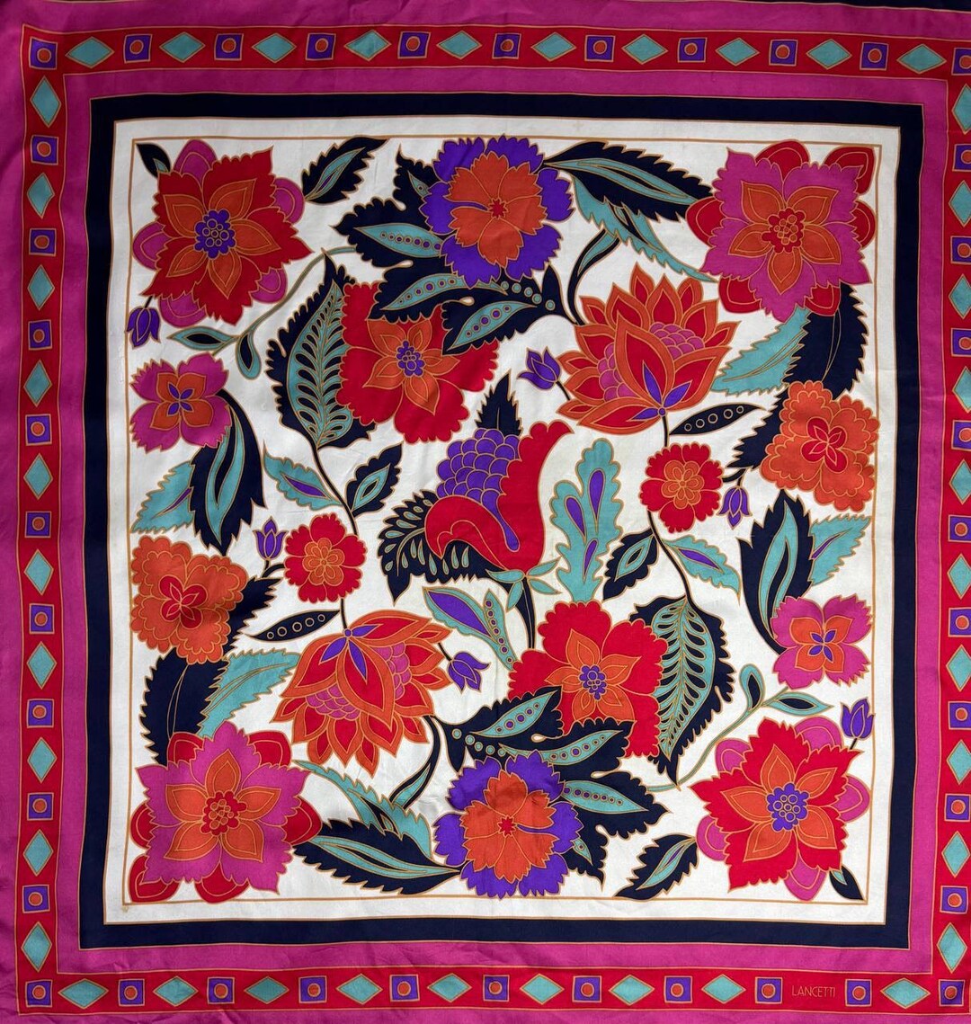 Vintage 90's Lancetti Silk Scarf -100% Silk - Etsy