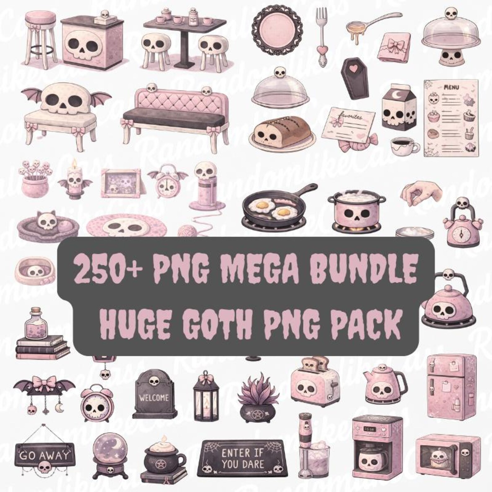 Goth Pastel Skeleton Home Clipart - Etsy