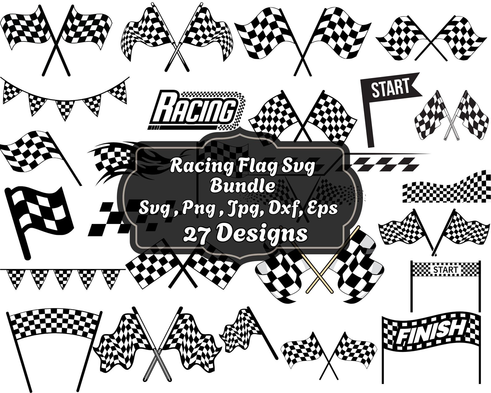 Race Flag Svg Png Bundle, Checkered Flag Svg, Racing Flag Svg, Race ...