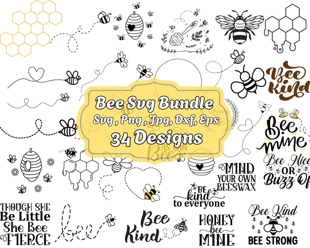 Bee SVG PNG Bundle: Honeycomb & Queen Bee Clipart (digital Download) - Etsy