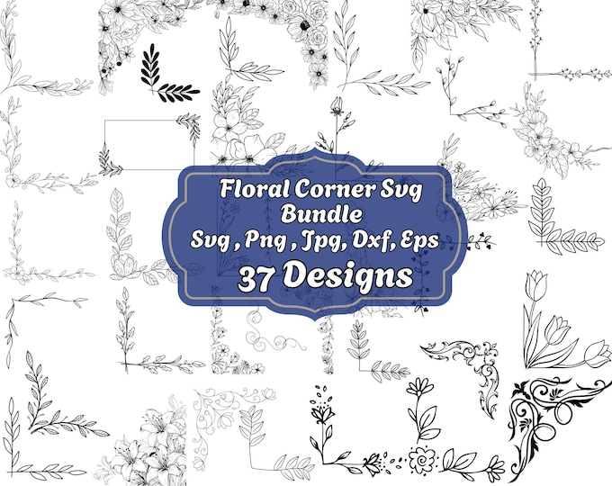Corner Border Svg Png Bundle, Flower Corner Svg, Wedding Border Svg ...