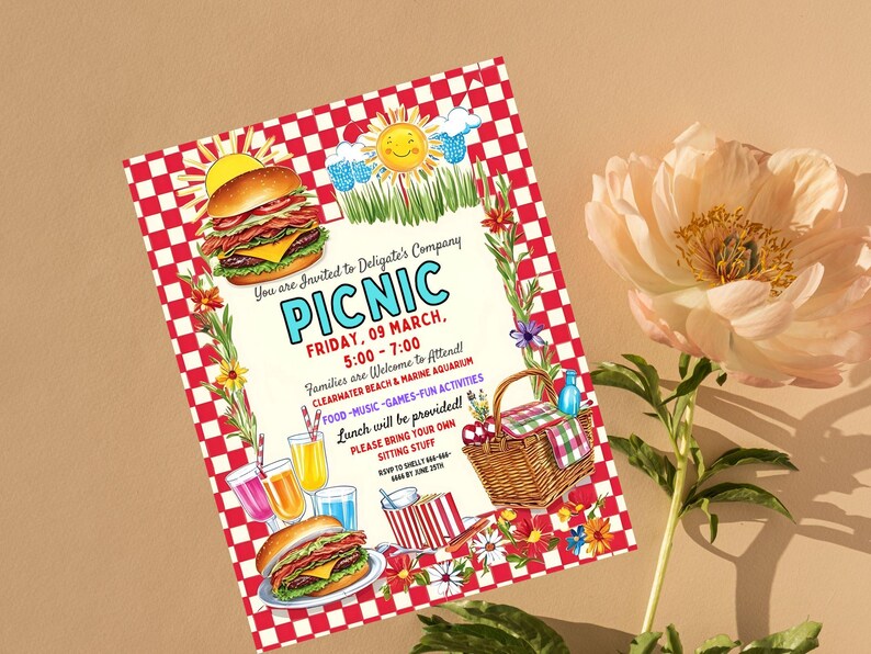 Company Picnic Flyer: Editable Canva Template (8.5" X 11") - Etsy