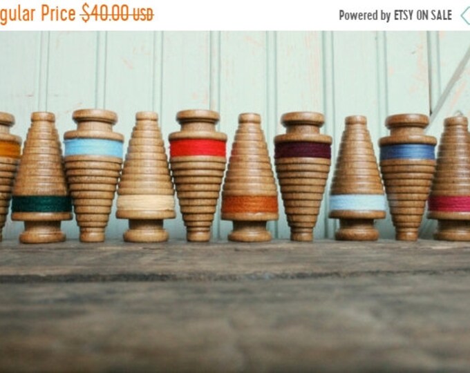 SALE Today Miniature Christmas Tree Bobbins - Primitive 3 Inch Wooden ...