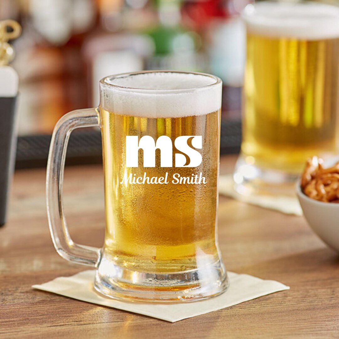 Engraved Beer Mugs 16 Oz Custom Personalized Drinkware for Groomsmen ...