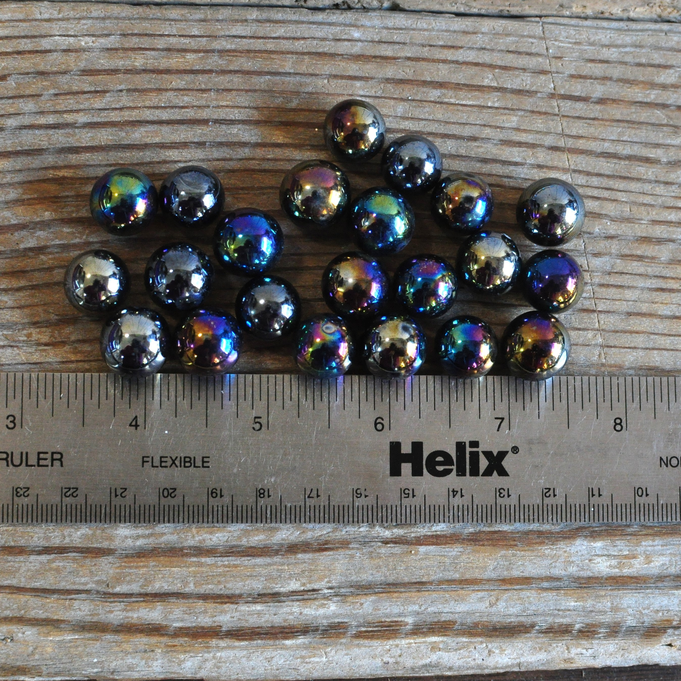 30 Glass Iridescent Mirror Marbles, Black, Purple, Rainbow, for Flower ...