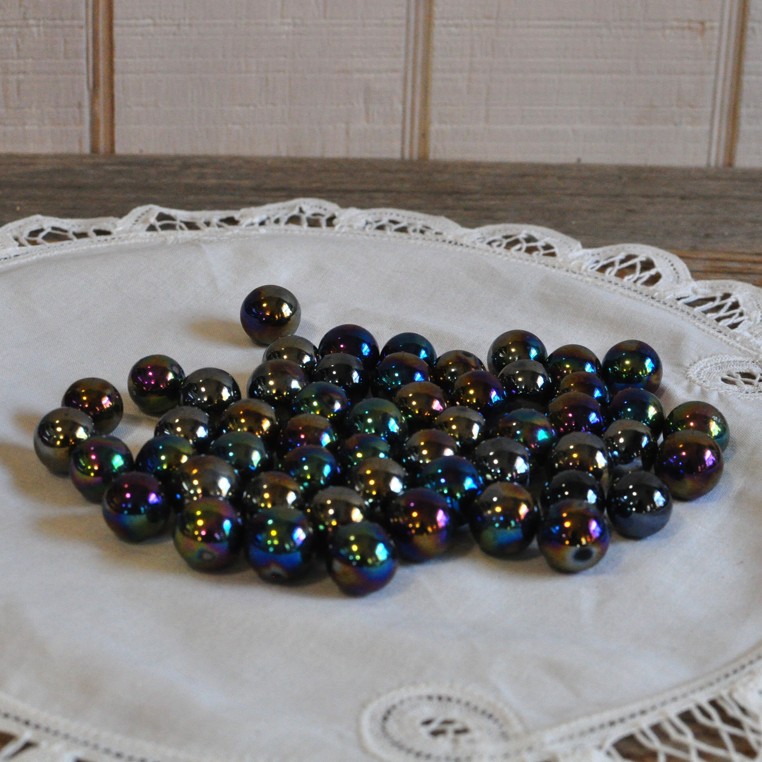30 Glass Iridescent Mirror Marbles, Black, Purple, Rainbow, for Flower ...