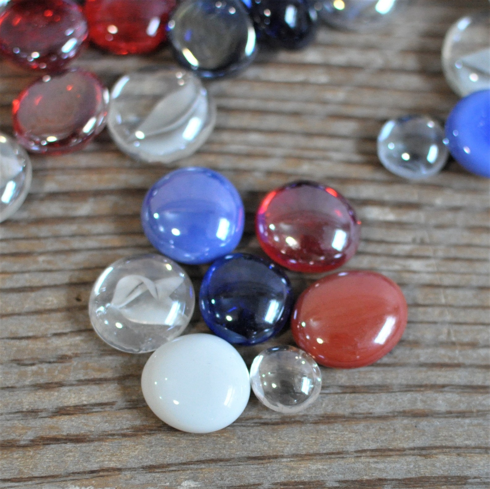 70 Glass Gems, Mix & Match, Red White and Blue, Patriotic, Mixed Media ...