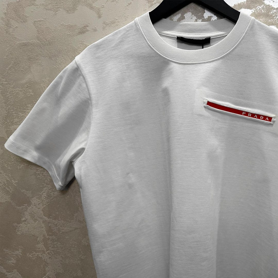 Prada White T-shirt With Red Rubber Logo on Chest Size S - Etsy
