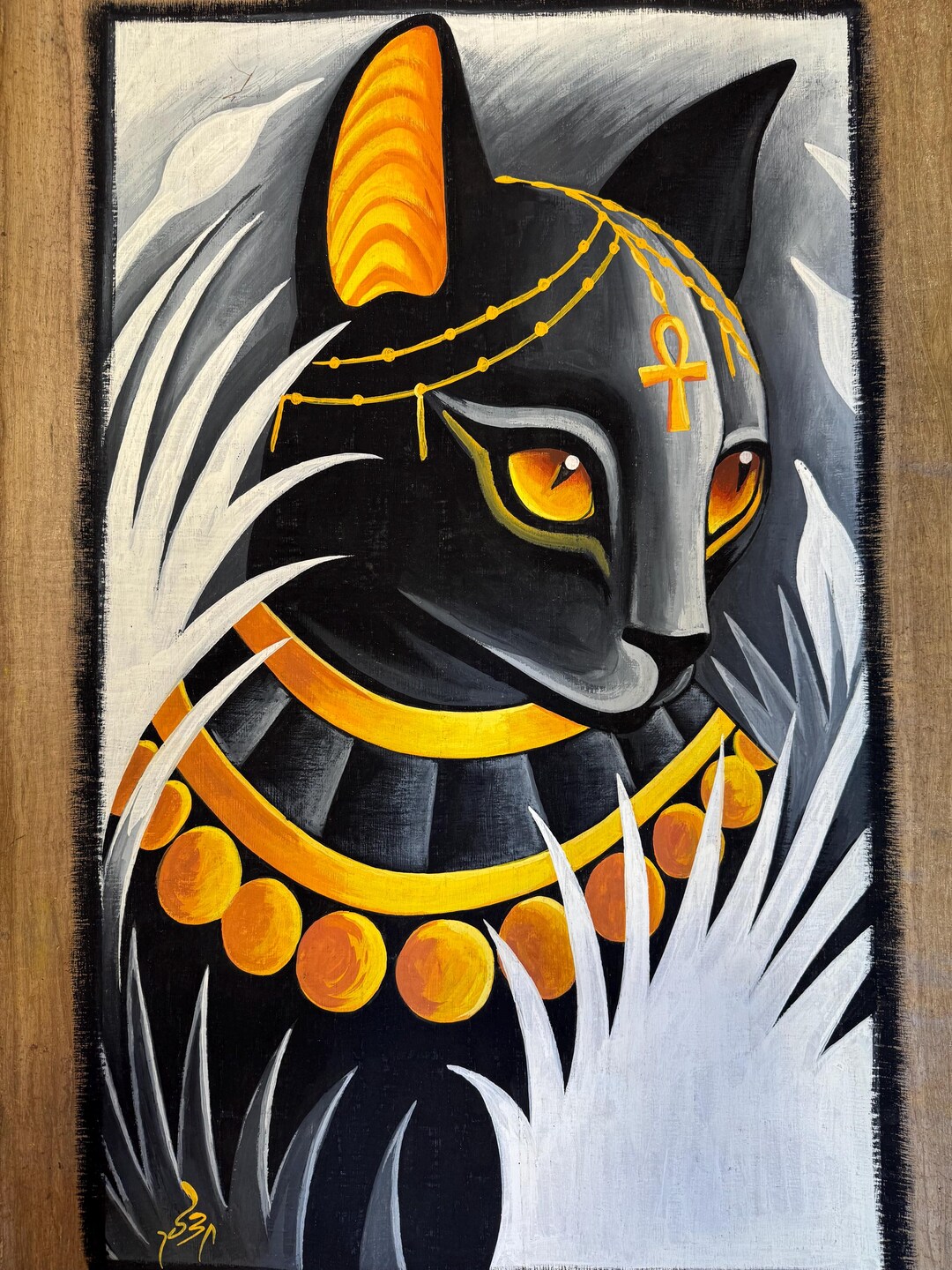 Egyptian Papyrus Painting of Bastet Cat – Hand-painted 60x90 Cm ...
