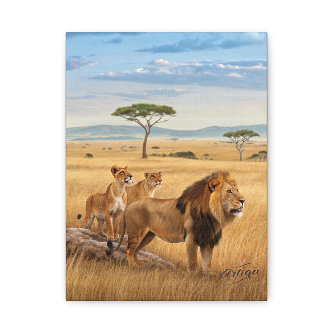 African Savanna Art Print, Lion Pride Majesty - Etsy