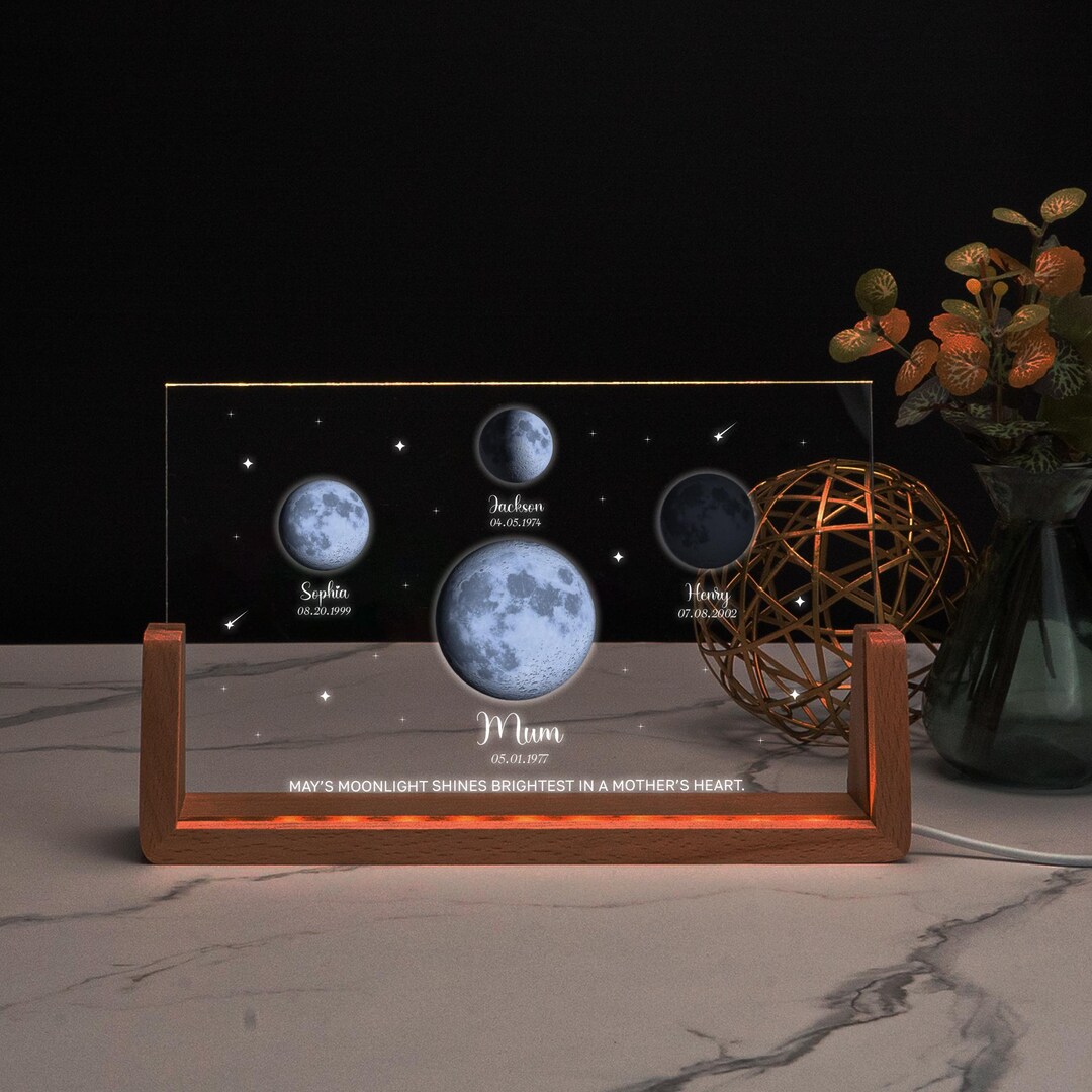 Custom Moon Phases With Family Dates & Names, Personalized Moons Phase ...