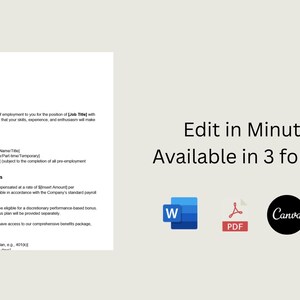 Job Offer Letter Template | Editable in Word& PDF | Professional ...