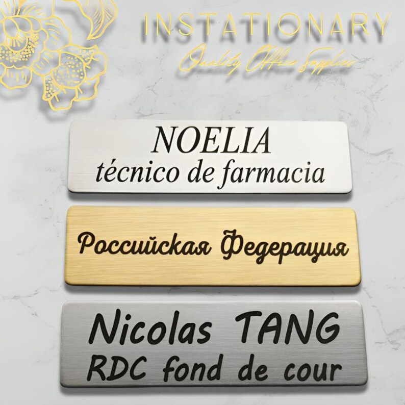 Personalised Employee Name Tag, Laser Engraved Custom Name Plate Badge ...