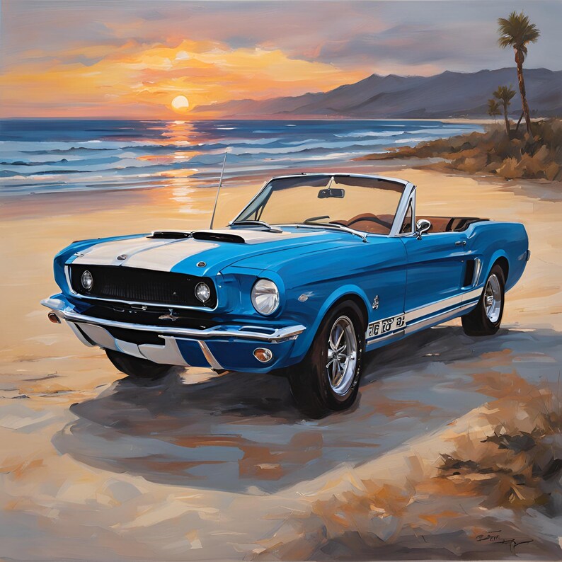Digital Palette Knife Canvas Ford Shelby Print, Palette Knife Painting ...