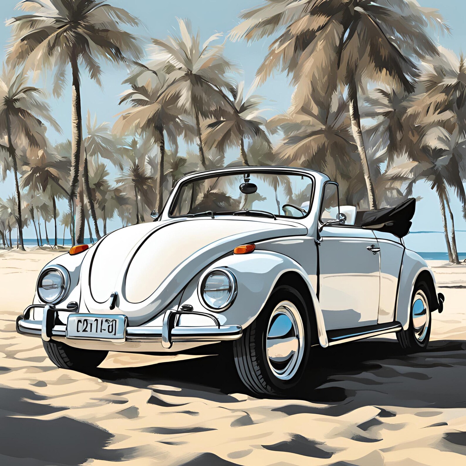Digital Canvas VW Print, Palette Knife Painting VW , Oil Painting ...